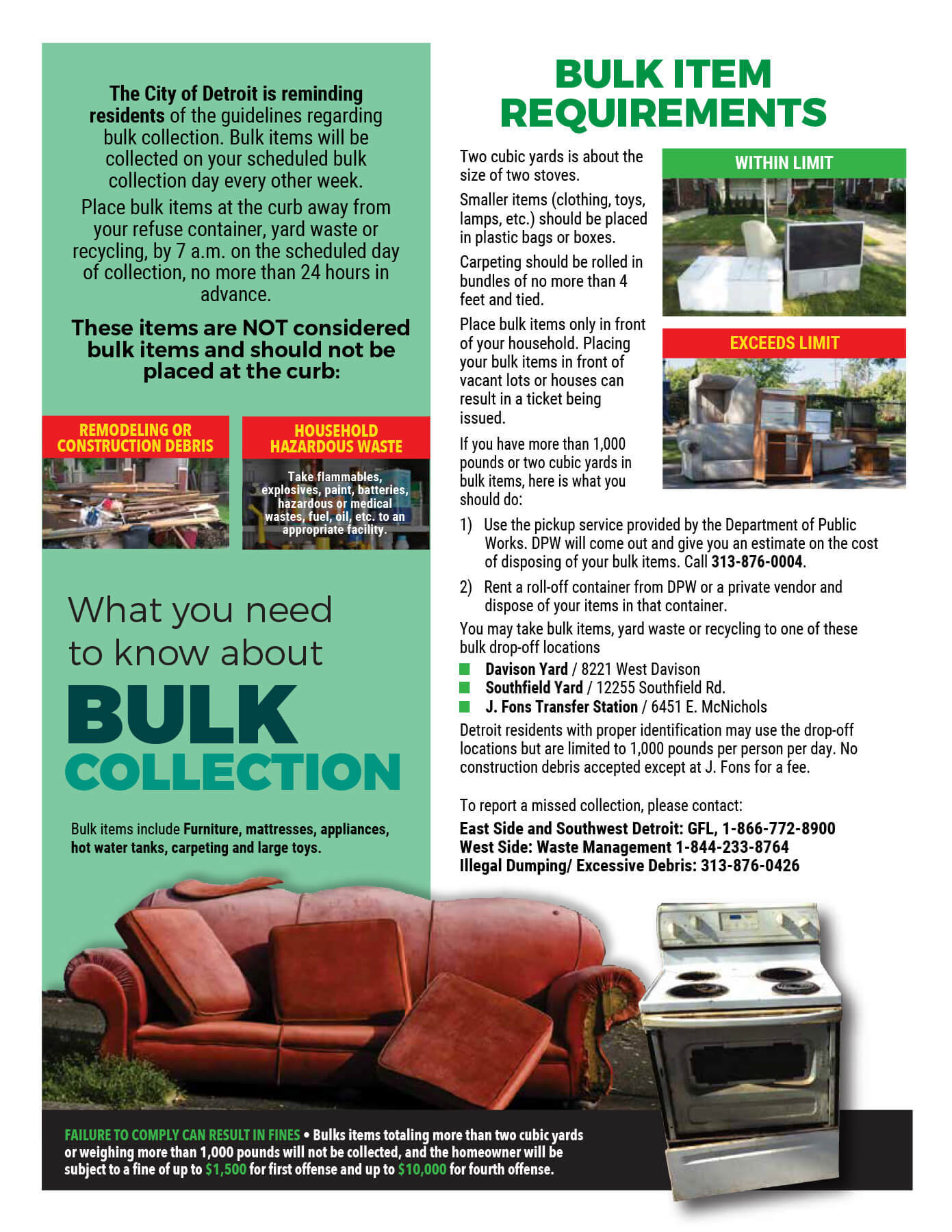 Detroit Dept. of Public Works Yard Waste and Bulk Collection Information