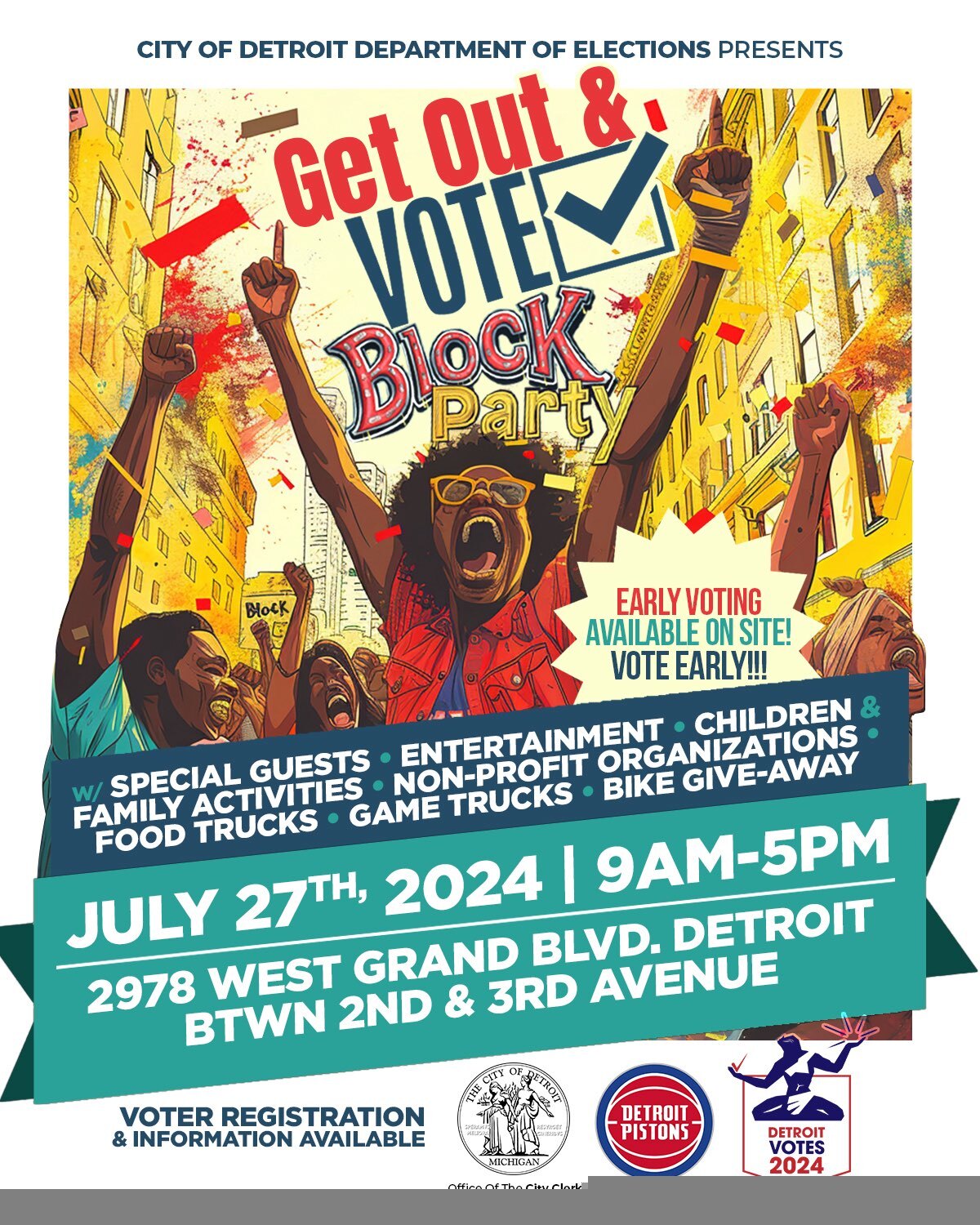 Dept. of Elections, "Get Out The Vote" Block Party, July 27, 2024, 9am-5pm