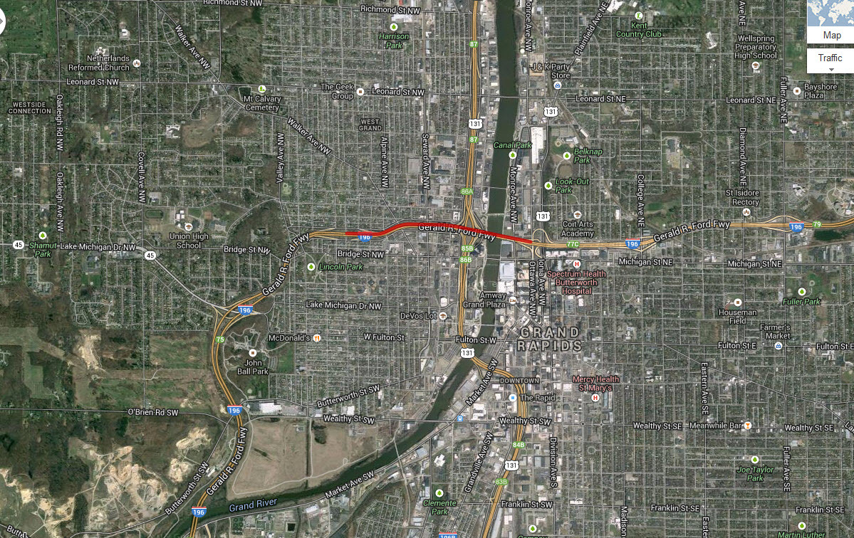 Lane closure: WB I-196, Grand Rapids, October 19-20