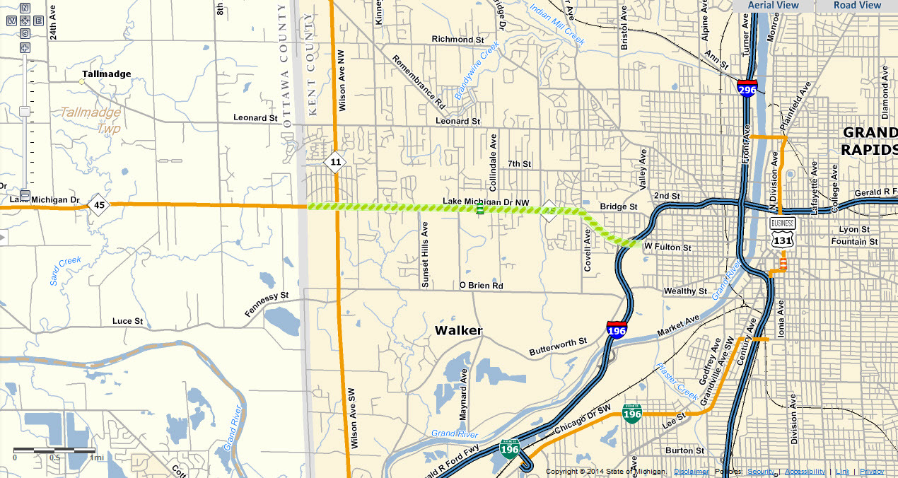 Lane closures: M-45 (Lake Michigan Drive), Kent County, May 5-22