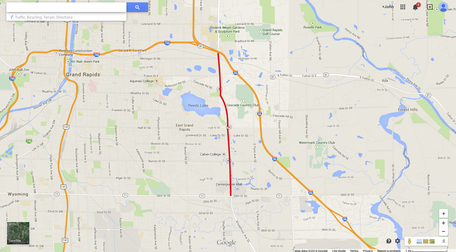 Lane closure: SB M-37 (East Beltline Avenue), Grand Rapids, October 27