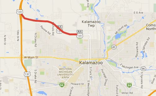 Lane closure: US-131 BR in Kalamazoo, May 20 - June 1