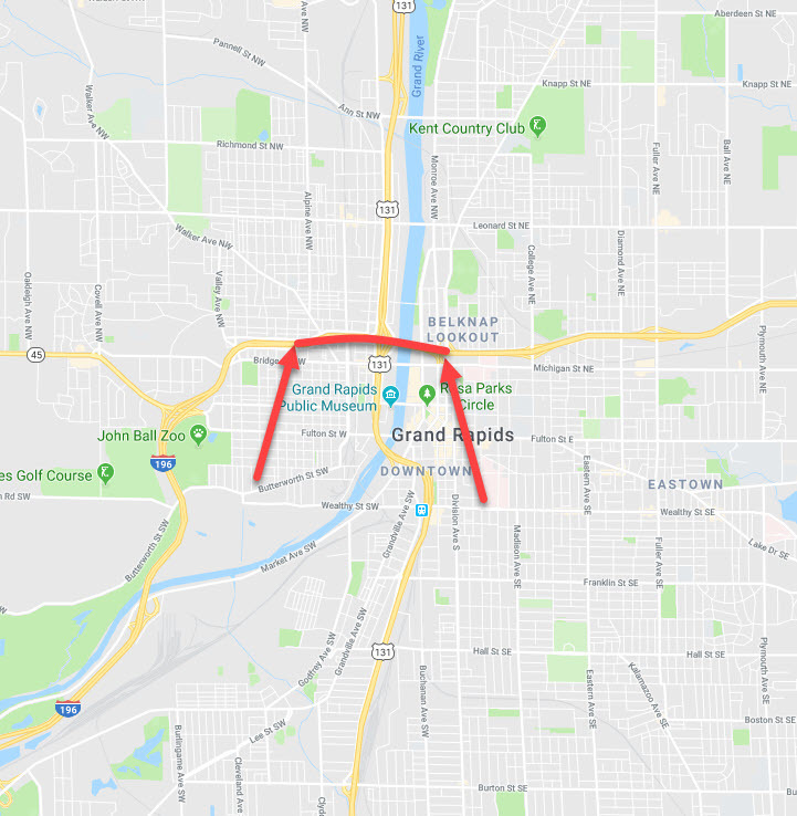 Open: EB I-196 ramp to NB US-131, Grand Rapids, May 21