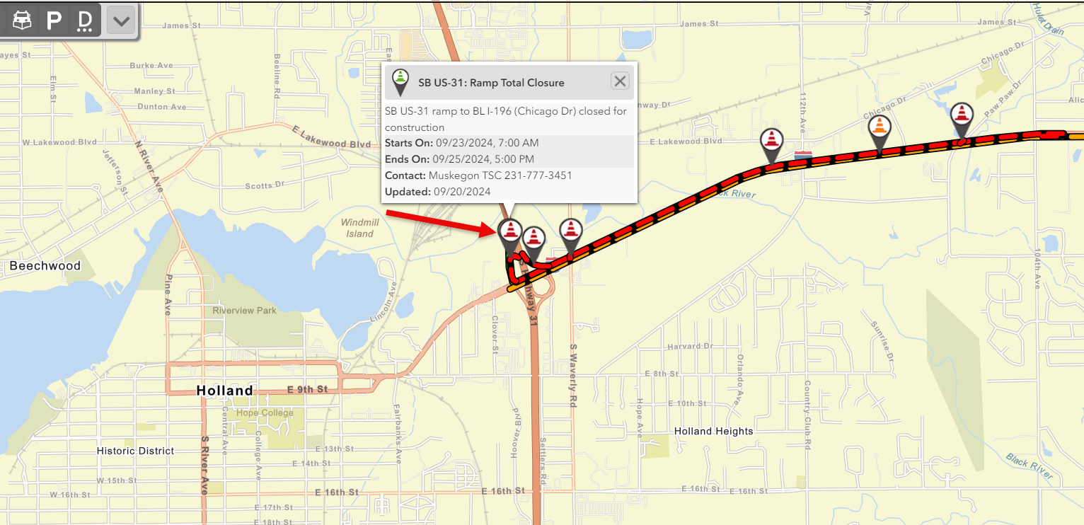 UPDATE- Ramp closure: SB US-31 to I-196 Business Loop, Ottawa County ...