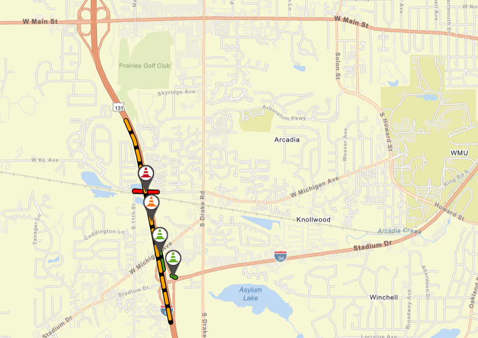 Travel Advisory: US-131 lane and ramp closures in Kalamazoo, Nov. 26