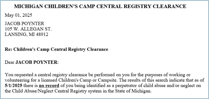 New Online Central Registry Clearance System for Camp Staff and Volunteers
