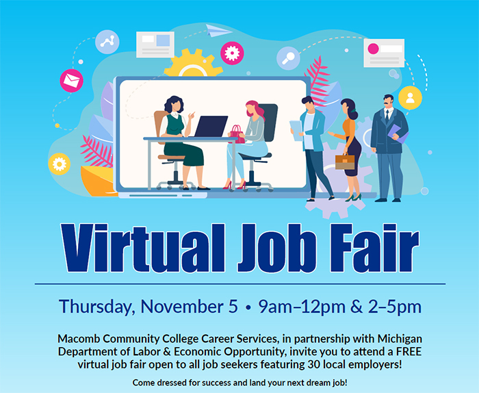 Reminder: Don't miss the Macomb Community College Virtual Job Fair Nov. 5