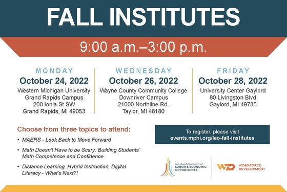 Don't Forget to Register for The Fall Institutes
