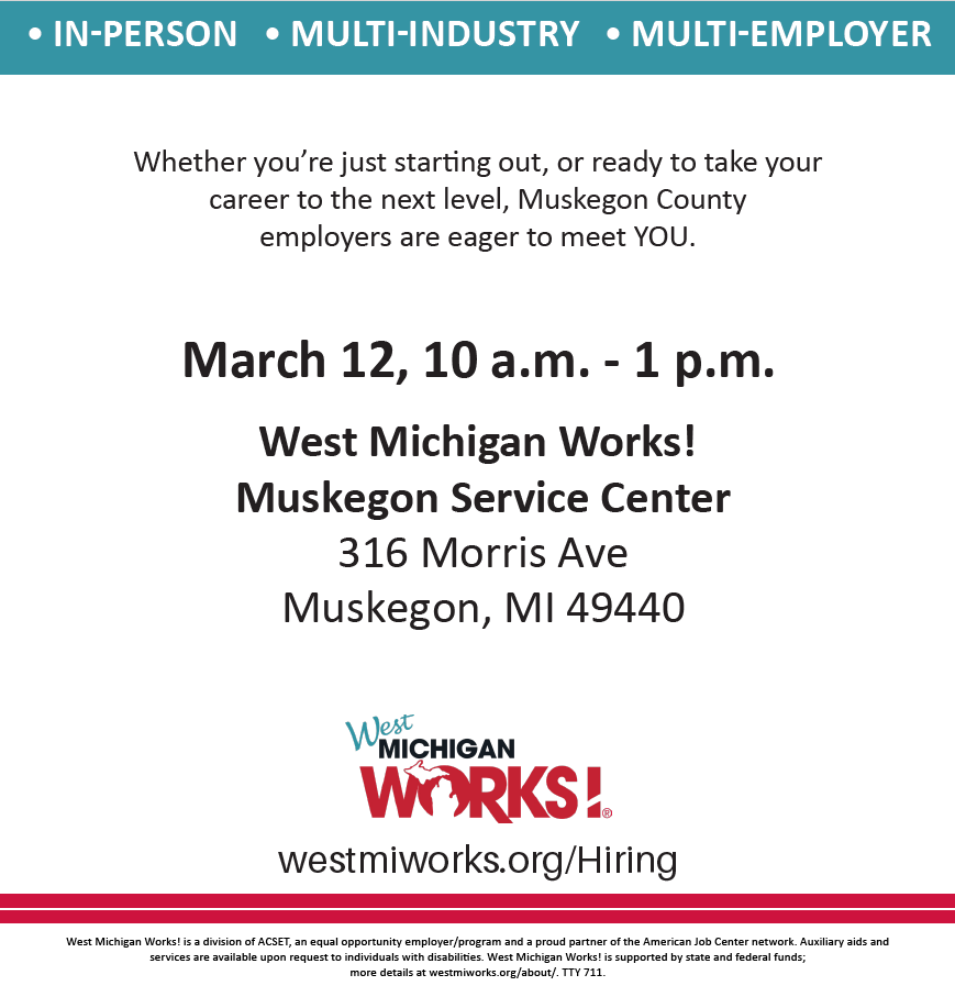 West Michigan Works! In-Person Job Fair at Muskegon Service Center
