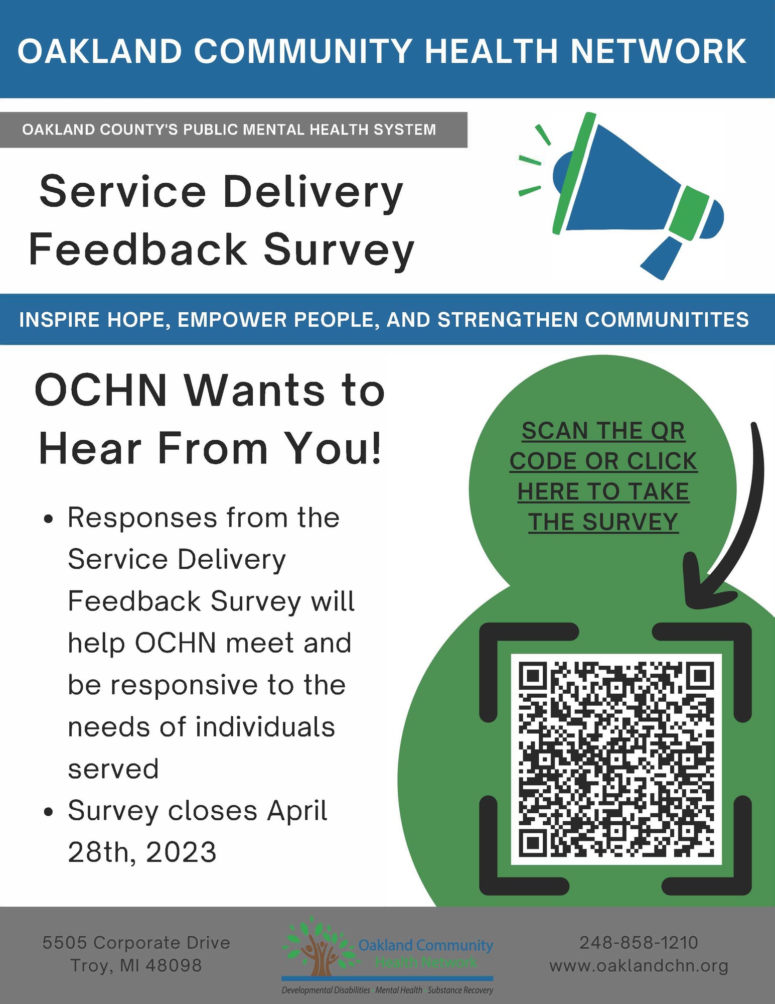 Oakland Community Health Network: Complete Service Delivery Feedback Survey