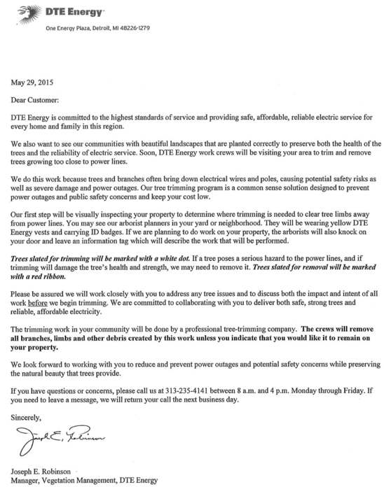 DTE Tree Trimming and Maintenance Program