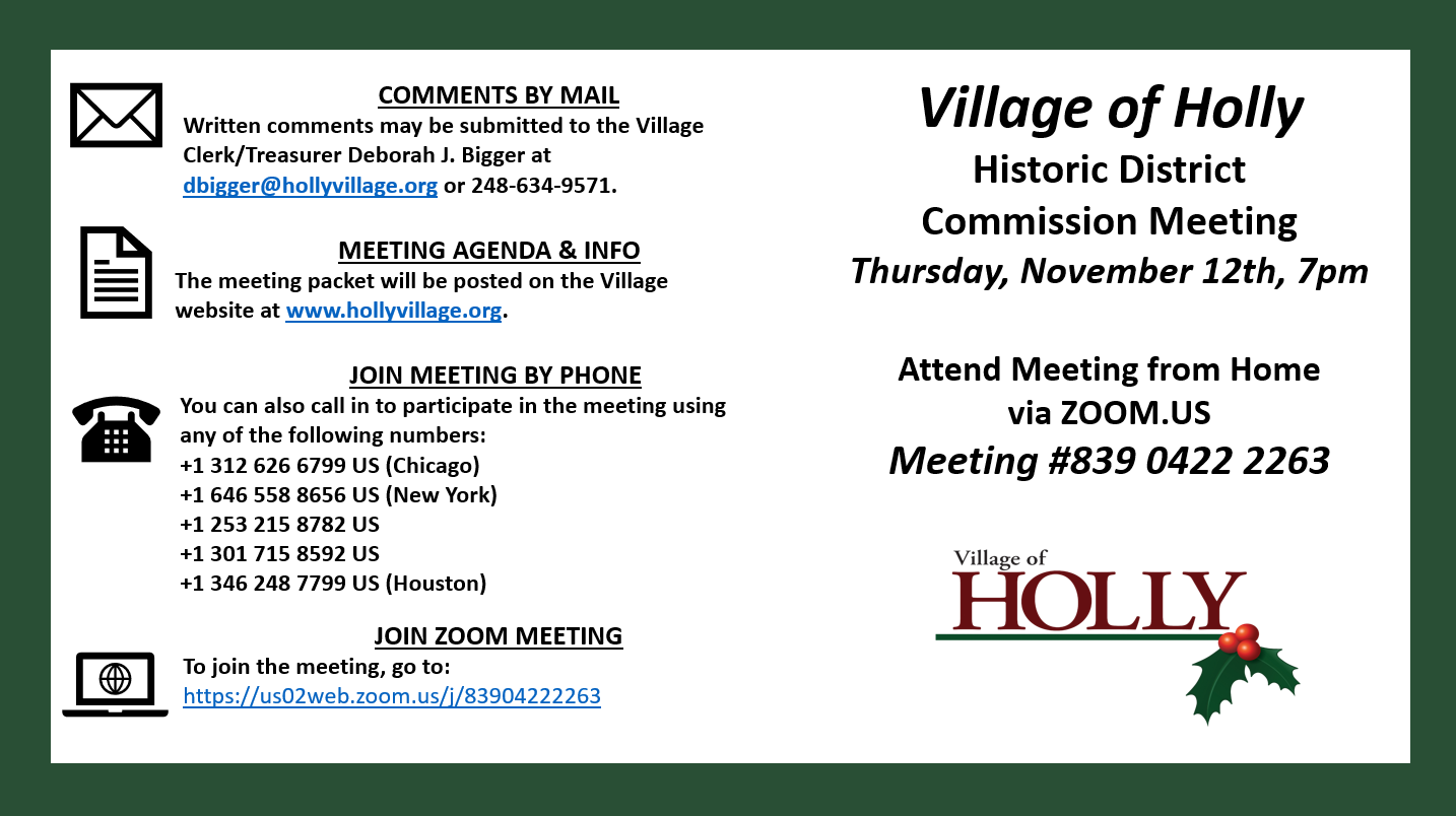 Village of Holly Update