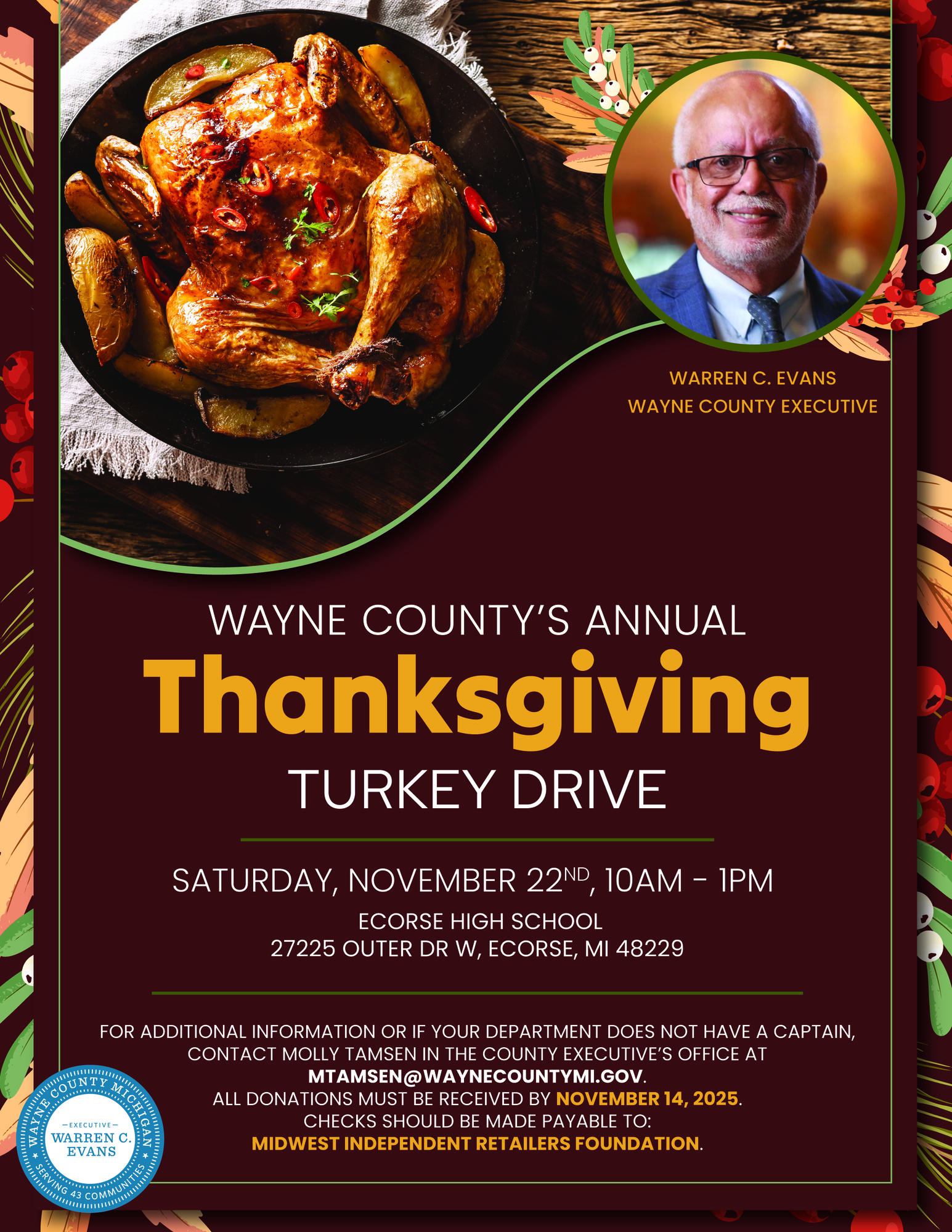 Wayne County's Annual Thanksgiving Turkey Drive on Nov. 22