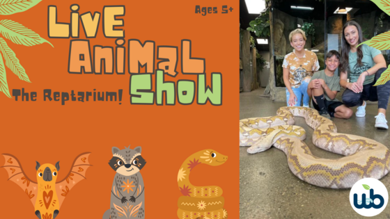 Come to our Live Animal Show featuring animals from The Reptarium!