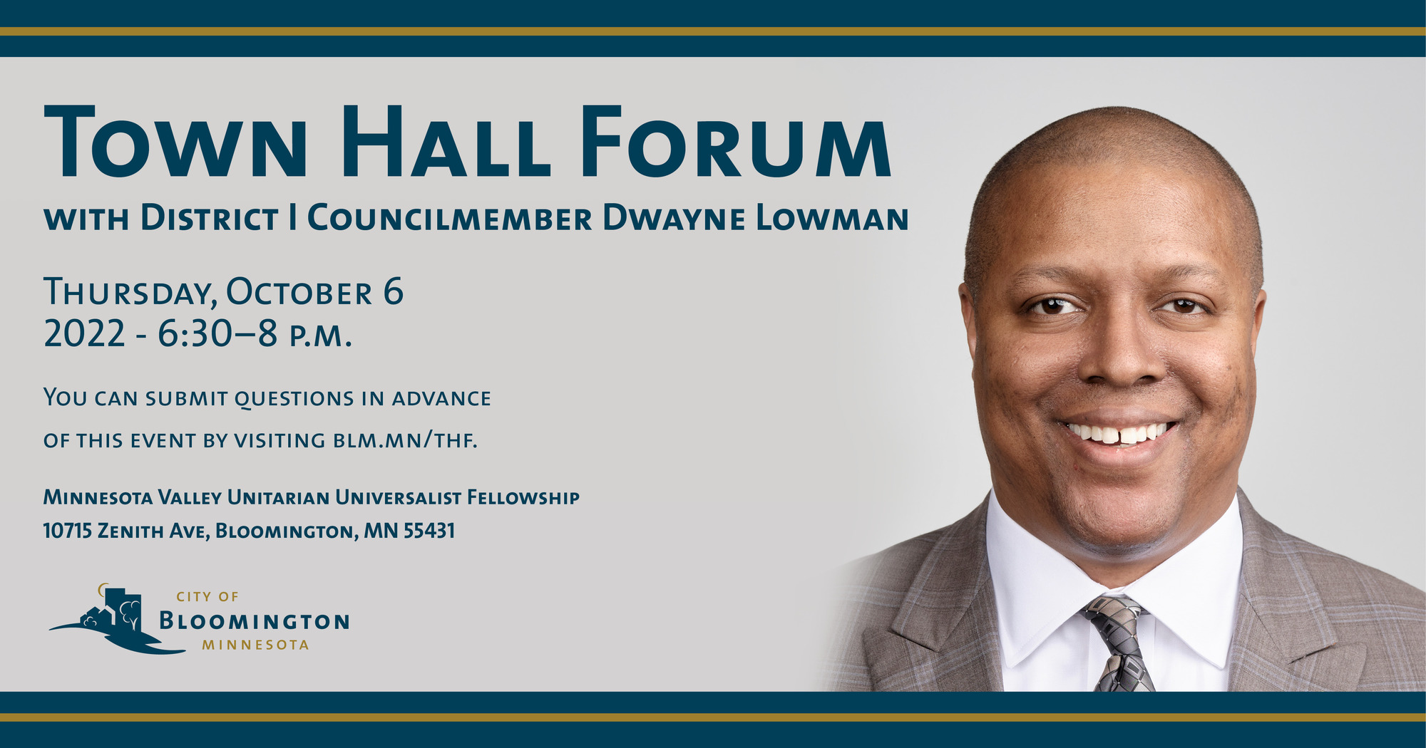 City of Bloomington Presents Town Hall Forum on October 6