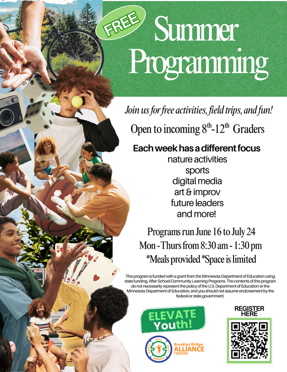 NOW OPEN to incoming 8th-12th graders - Elevate Youth! Summer Programming