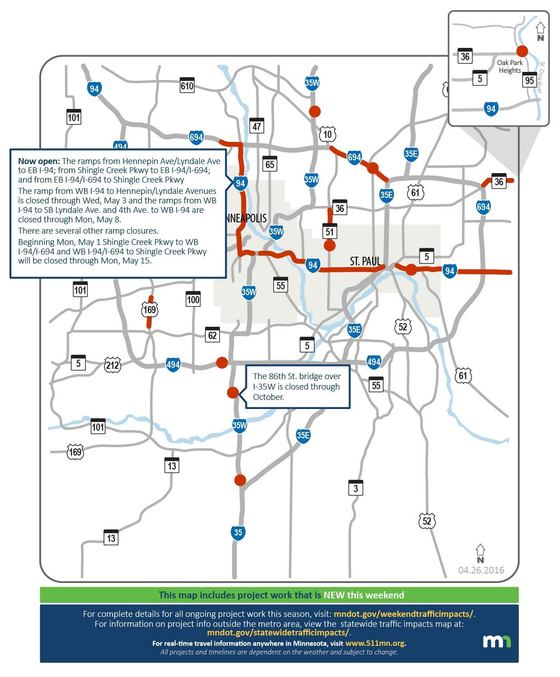 Metro area weekend traffic impacts: April 28-30