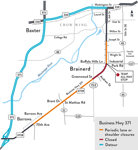 Business Hwy 371 Brainerd: Good news—All lanes open Sat, July 30
