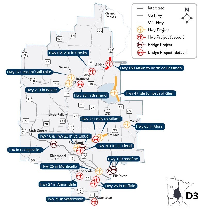 Upcoming construction in central Minnesota