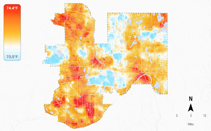 Urban heat island study: Results and map are available
