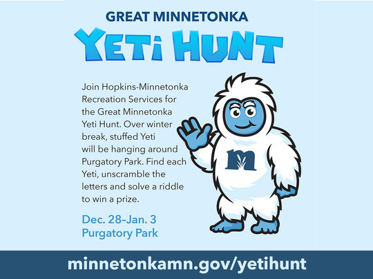 The Great Yeti Hunt is on Dec. 28-Jan. 3