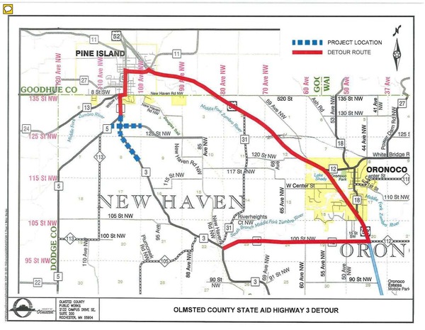 Press Release for County State Aid Highway (CSAH) 5 and Detour Map
