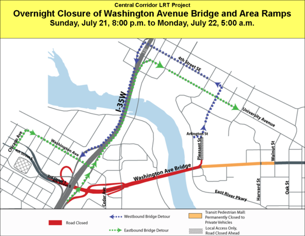 Overnight Closure of Washington Avenue Bridge and Area Ramps - July ...
