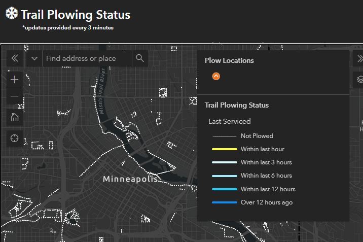 New! Online tracker for MPRB's snow removal on trails, sidewalks