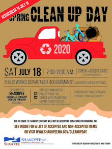 Clean Up Day rescheduled for July 18