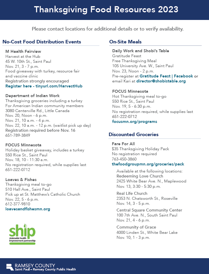 Food Resources & First Saturday Science