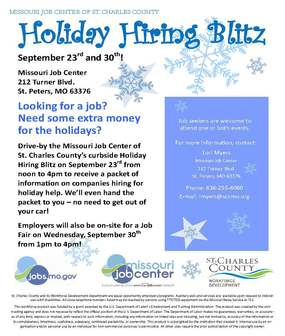 Holiday Hiring Blitz at Missouri Job Center—St. Charles County