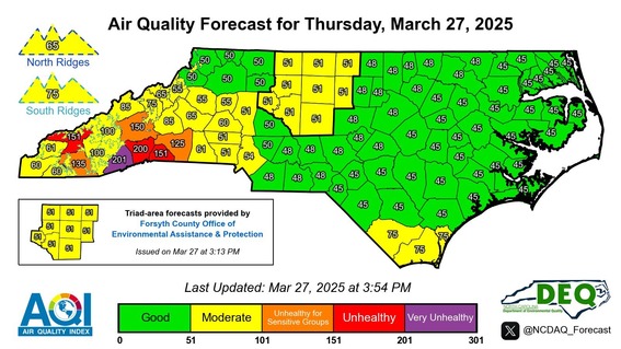 DEQ extends purple air quality forecasts in Western NC Due to wildfires ...
