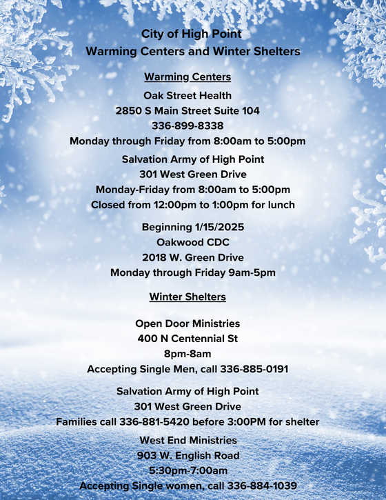 Warming Centers and Winter Shelters