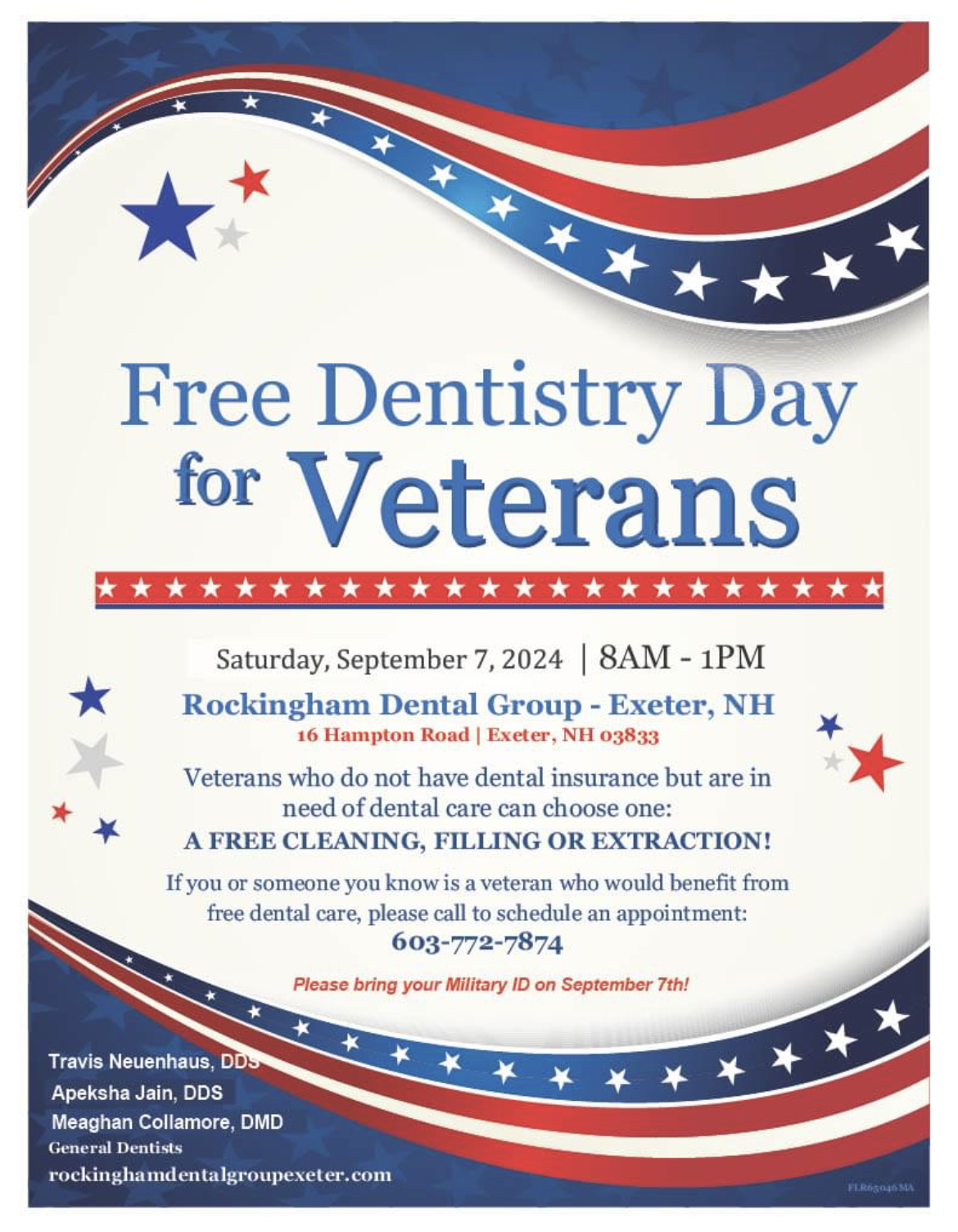 Free Dentistry Day for Veterans - September 7, 2024