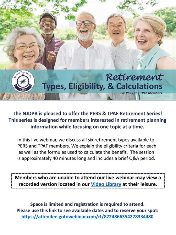 Retirement Types, Eligibility, & Calculations Webinar for PERS & TPAF ...