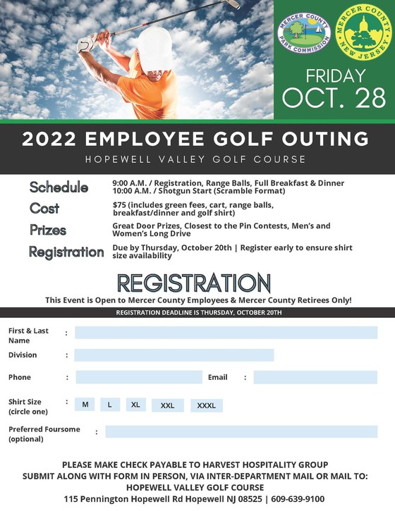 Register now! 2022 Mercer County Employee Golf Outing