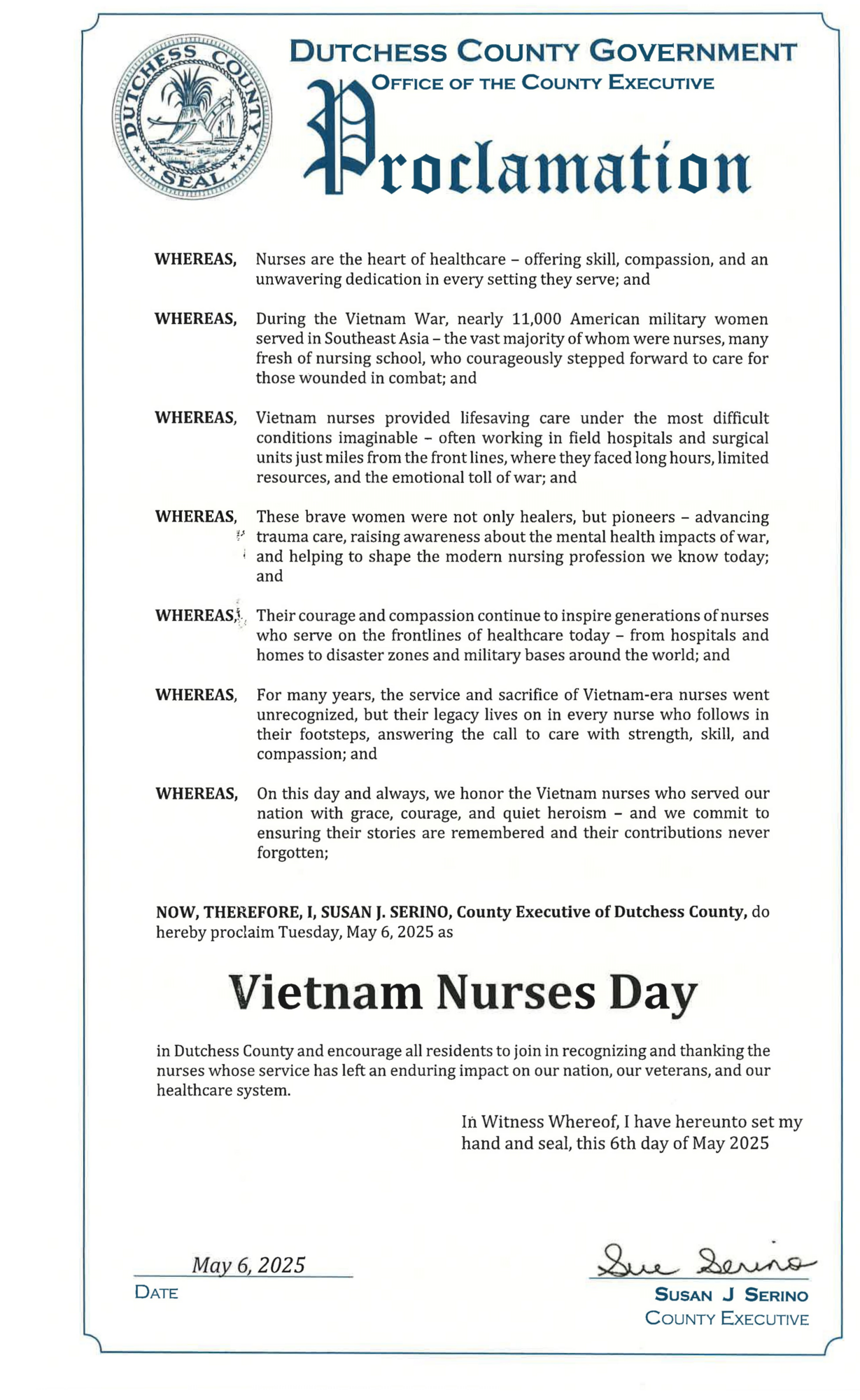 County Executive Serino First in Hudson Valley to Proclaim May 6th as ...