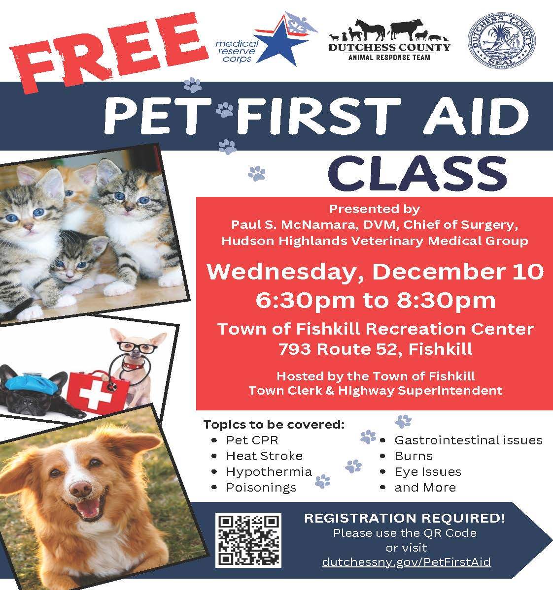 Medical Reserve Corps to Host Next Pet First Aid Training on December 10th