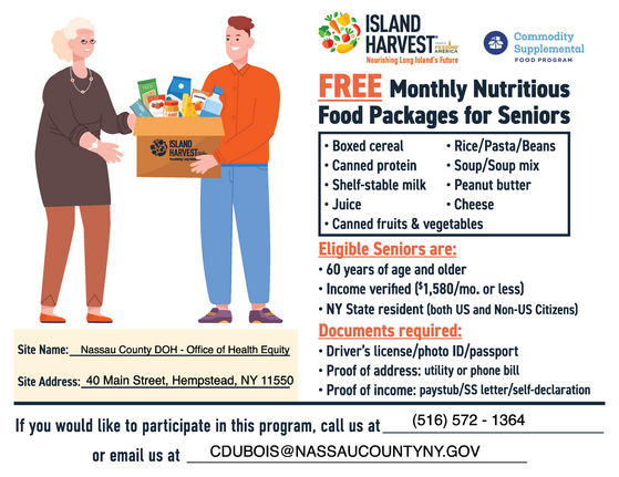 FREE MONTHLY NUTRITIOUS FOOD PACKAGES FOR SENIORS