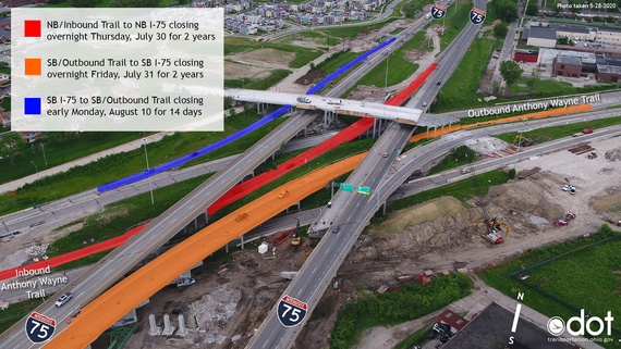 Reminder: Anthony Wayne Trail Ramps to I-75 closing