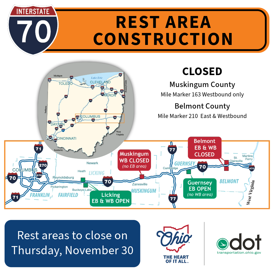 I-70 Rest Areas Closing for Rebuilding