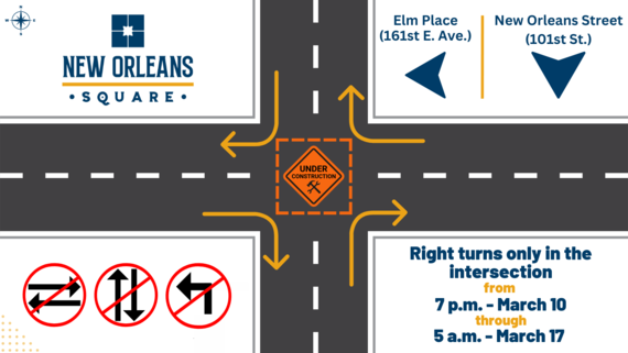 Temporary traffic control upcoming at New Orleans and Elm intersection