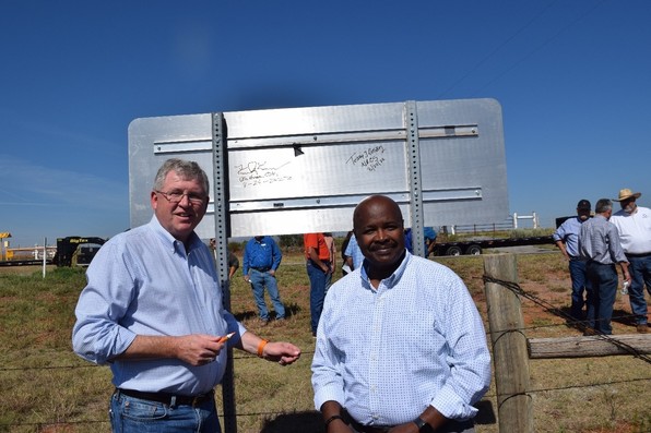Sign recognizes re-named flood control site: Sergeant Major Frank Lucas Dam