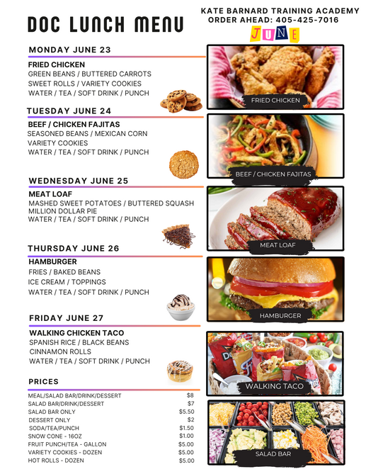 👩🏻‍🍳 Cafeteria Menu | June 23 - 27