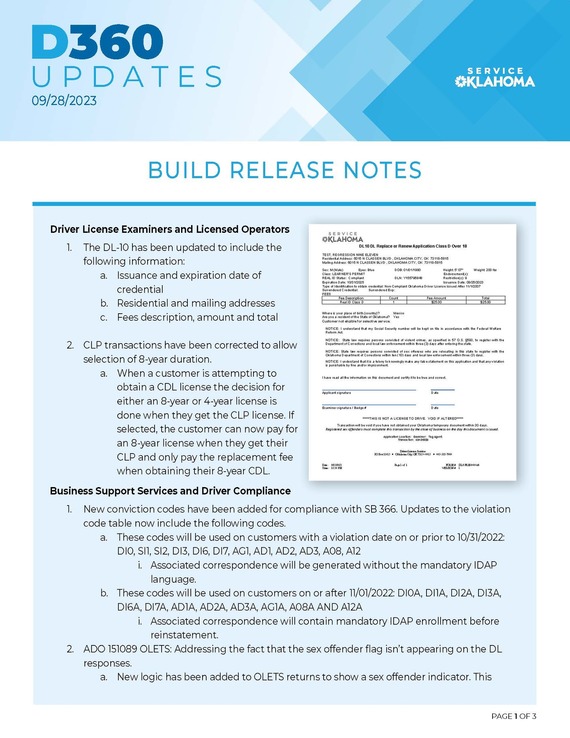 D360 Update: Build Release Notes