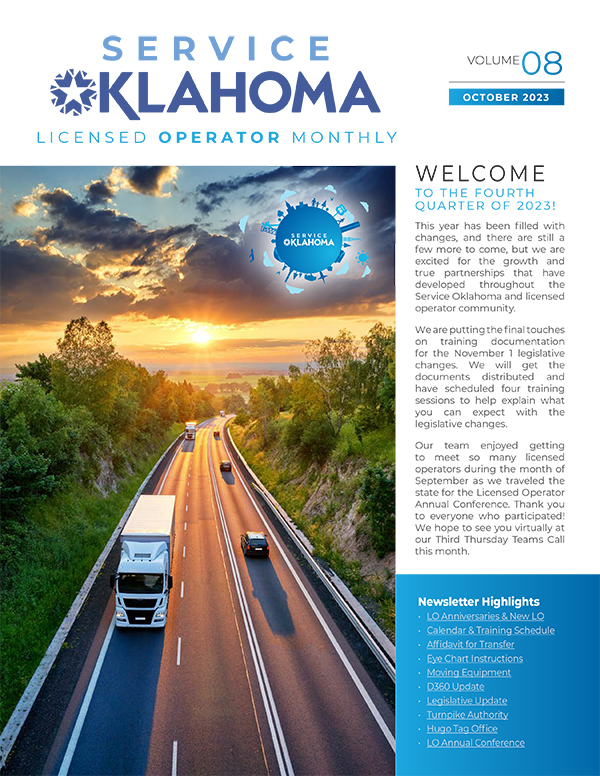 Monthly Licensed Operator Newsletter