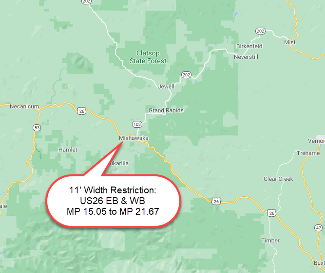 Update: Width Restriction: US26 EB & WB MP 15.05 to MP 21.67