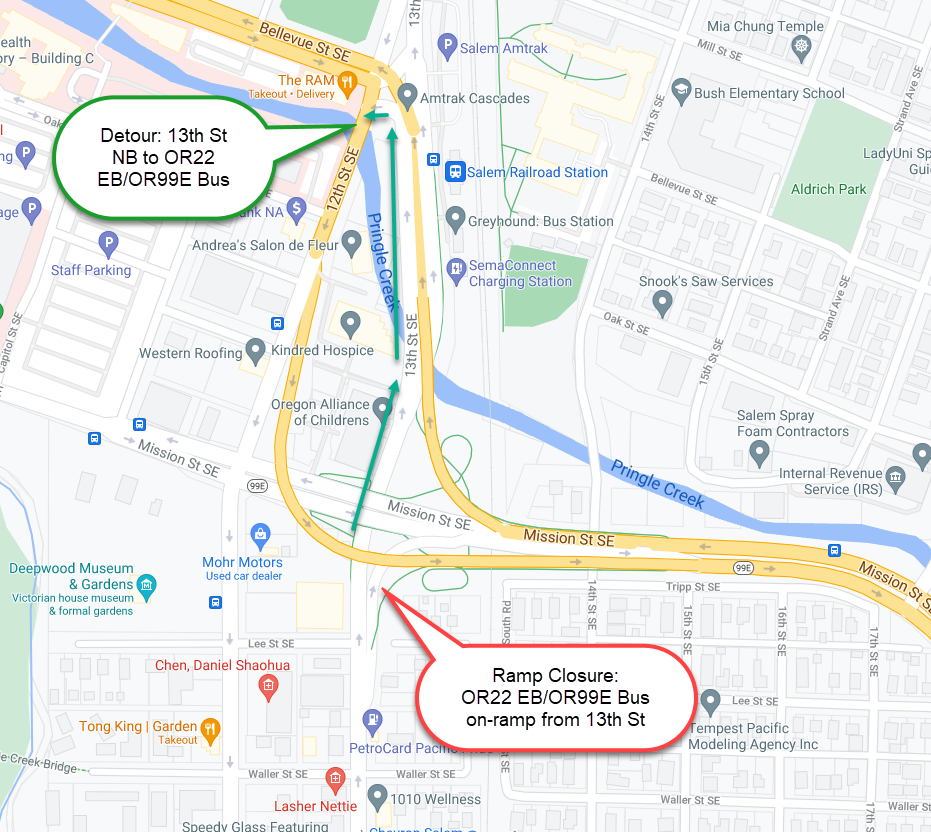 Update: Ramp Closure – OR22 EB/OR99E Bus on-ramp from 13th St