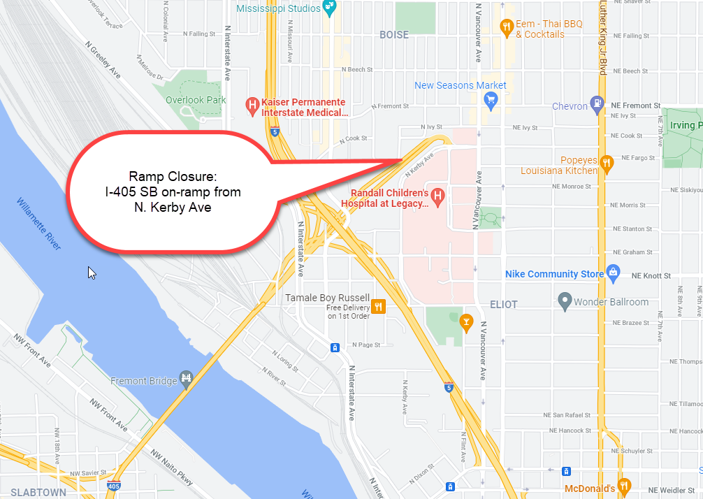 Ramp Closure – I-405 SB on-ramp from N. Kerby Ave