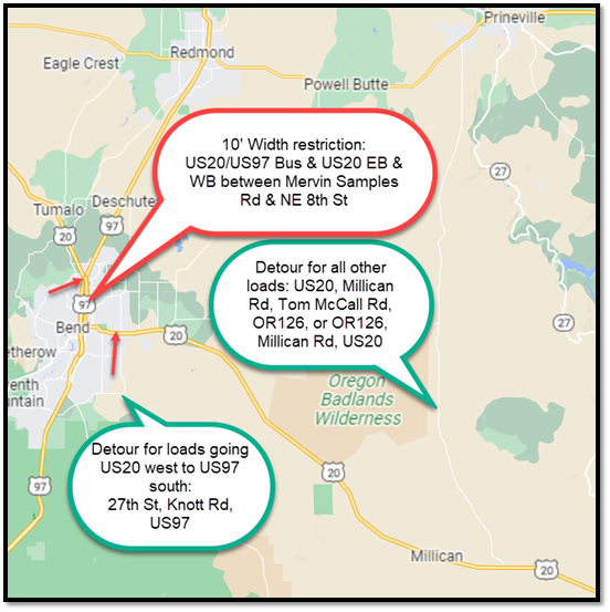 10’ Width Restriction: US20/US97 Business EB & WB MP 18.80 to MP 20.99 ...